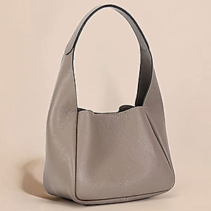 Women Hobo Handbag Soft Leather Bucket Shoulder Purse Designer Fashion Tote Bag for Work Travel Shopping, Light Tan