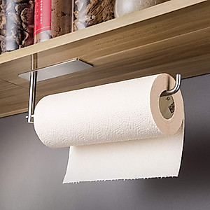 SUNTECH Paper Towel Holder + Towel Holder - Self Adhesive Towel Paper Holder Stick on Wall, SUS304 Stainless Steel