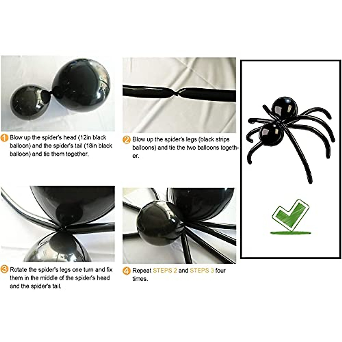 Bonropin Halloween Balloon Garland Arch kit with Black Orange Green Purple Balloons Spider Balloons, Long Balloons, 3D Bat Sticker for Halloween Theme Party Background Classroom Decorations