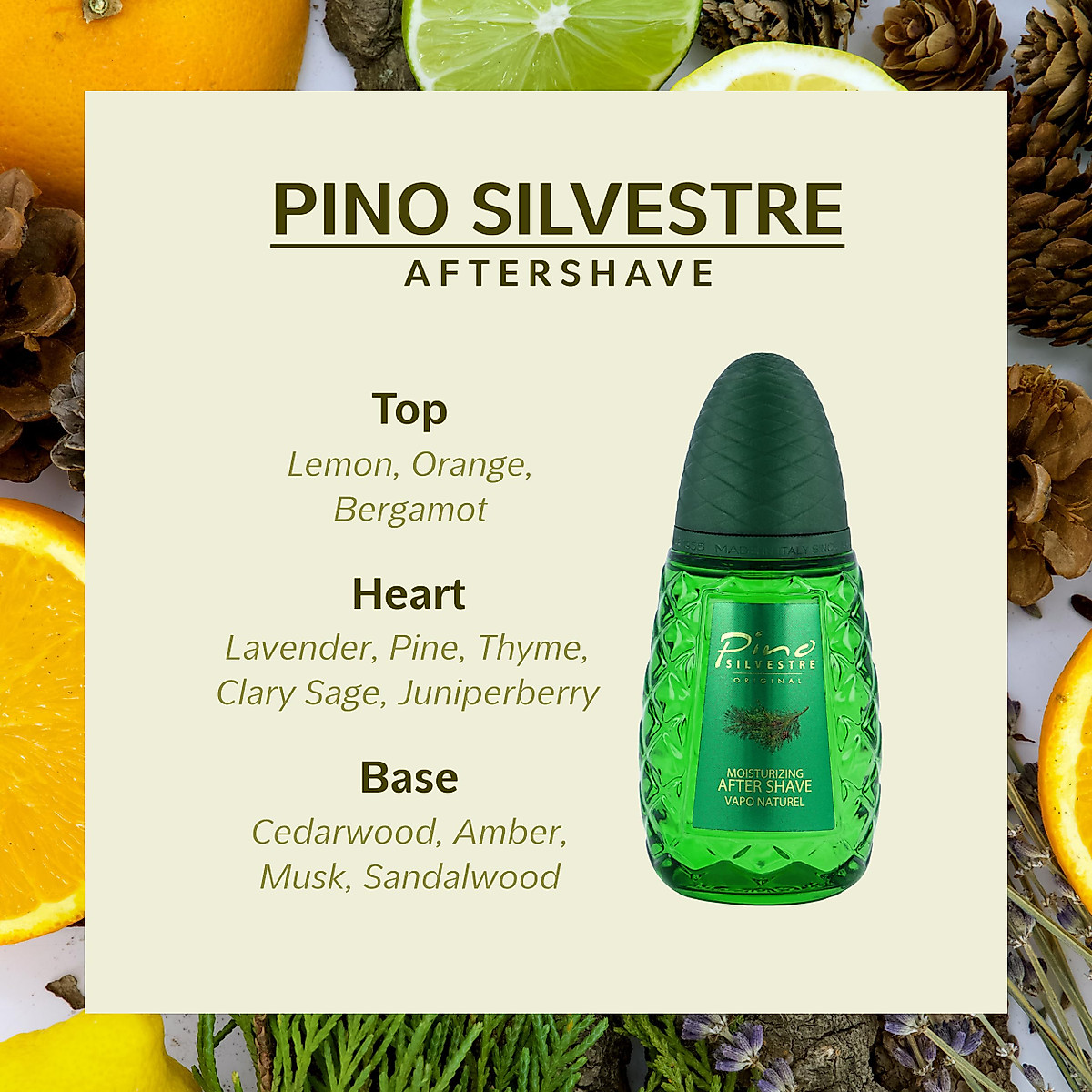 Pino Silvestre Moisturizing After Shave - An Original Treatment For Post Shaving - An Organic, Cooling Moisturizer Serum For The Face - A Tree Scented Travel Sized Bottle - 4.2 Oz Aftershave Spray