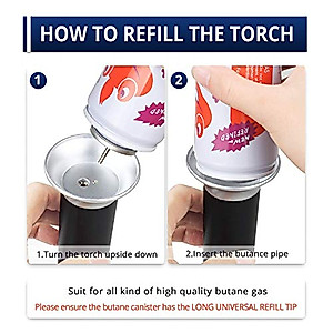 Sondiko Kitchen Torch S901, Blow Torch, Refillable Butane Torch with Safety Lock and Adjustable Flame for DIY, Creme Brulee, BBQ and Baking, Butane Gas Not Included