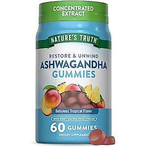 Nature's Truth Ashwagandha Gummies | 60 Tropical Flavor Gummies | Vegan, Non-GMO, & Gluten Free Supplement