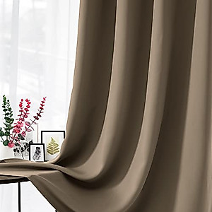 CUCRAF Blackout Curtains for Bedroom,Thermal Insulated Room Darkening Grommet Window Curtains & Drapes for Living Room, Khaki, 2 Panels, 52 x 84 Inch