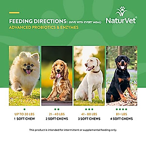 Veterinarian Strength Advanced Probiotics, Healthy Enzymes and PB6 Probiotic Supplement For Your Dogs Stomach, Intestine, Digestion and GI Tract health, Made by NaturVet, 120 Soft Chews