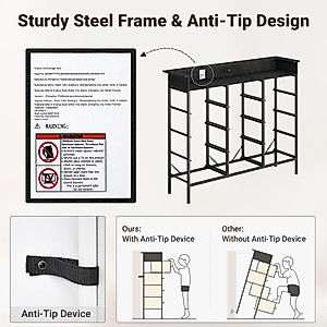 ELYKEN 50”W Black Dresser for Bedroom, Dresser with 12 Drawers and Charging Station, Fabric Chest of Drawers with PU Finish Storage Drawers, Tall Dresser for Entryway Closet Living Room Hallway