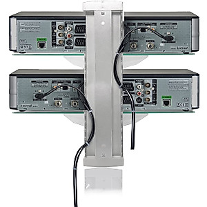 suptek 2 Tiers Glass Floating Shelves, Flat Black Wall Mount Bracket, AV Shelf, Media Shelf for DVD Player / PS4 / Cable Boxes/Game Consoles/Sky Box/TV Accessories, 17.6kg Load Capacity