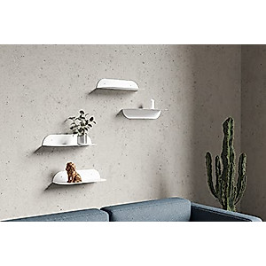 BLANCK Floating Shelves, Set of 2, Metal, Wall Mounted Shelves for Living Room, Bedroom, Bathroom, Office, Kitchen, 17”(L) x 6”(D) (White)