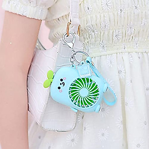 Keychain Mini Fan, Rechargeable Personal Fan, Summer Creative USB Charging Portable Silent Keychain Mini Fan, 500Mah, Handheld for Travel, Walking, Hiking (B)