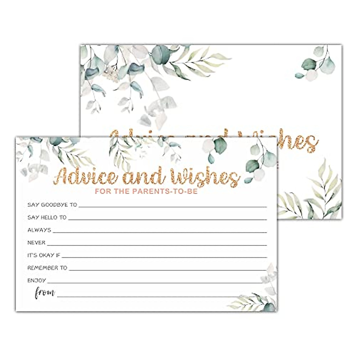 Greenery Advice And Wishes Cards For The Parents-To-Be, Baby Advice Cards For New Parents, Baby Shower Party Game,Decorations Party Supply，25 Cards(bb005-JYK 005)