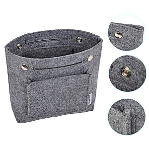 Vercord Mini Slim Small Felt Purse Organizer Insert Inside Handbag Tote Pocketbook for Women Grey