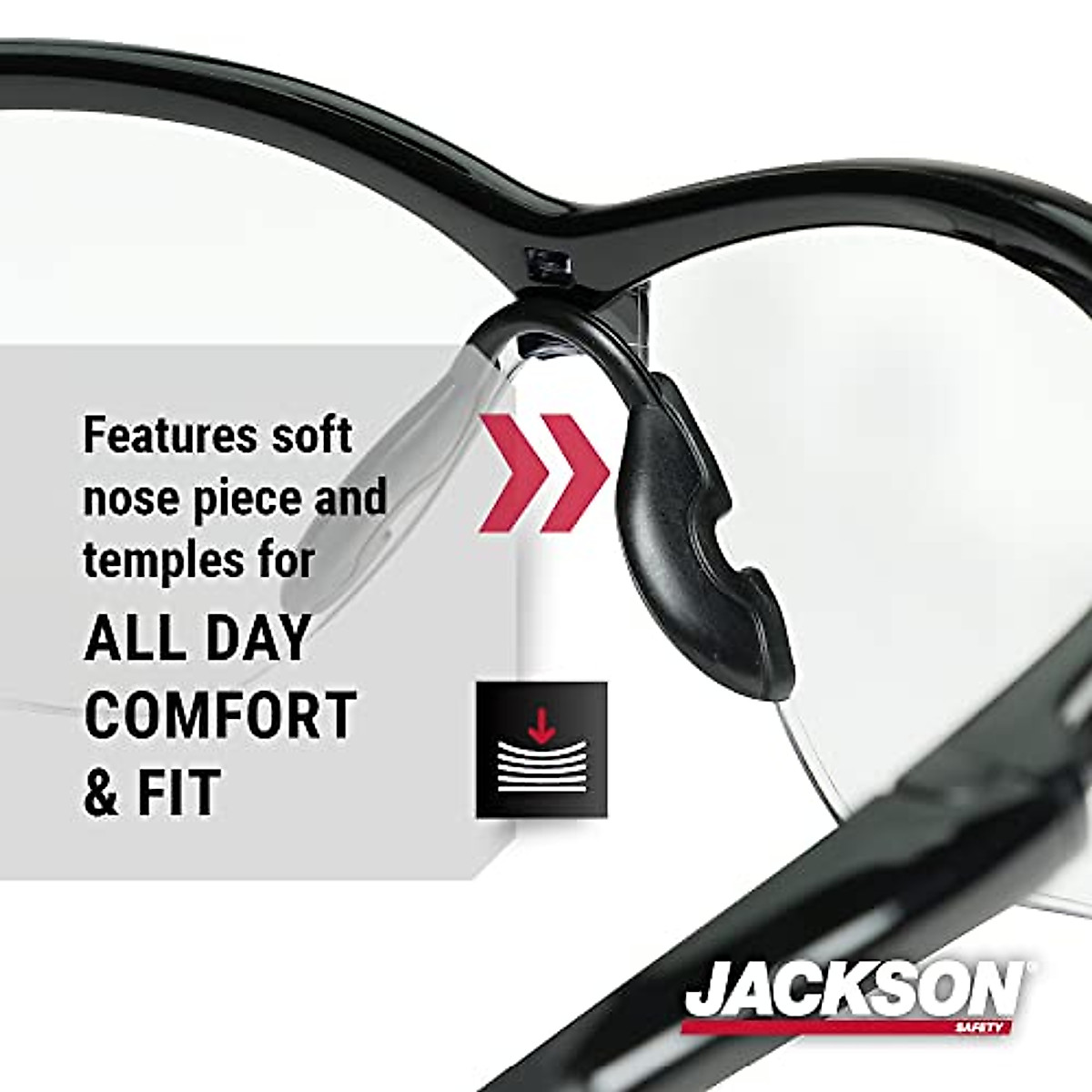 Jackson Safety SG Glasses Anti-Scratch Clear Lenses with Black Frame (Pack of 3), 50000