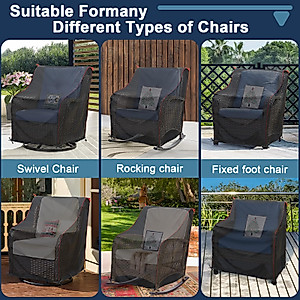 Patio Chair Cover, PAKISOU Waterproof Heavy-Duty Patio Furniture Cover, Outdoor Swivel Chair Cover (29” W x 34” D x 35” H), with Red Pull Tabs for Easy Use and Storage (2 Pack, Black)