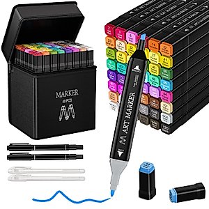 Spriak Alcohol Markers, 48 Colors Dual Tip Art Markers Set for Kids Adult Coloring, Sketching Drawing Permanent Coloring Markers, Alcohol Based Markers Artist Pens With Carry Case (48)