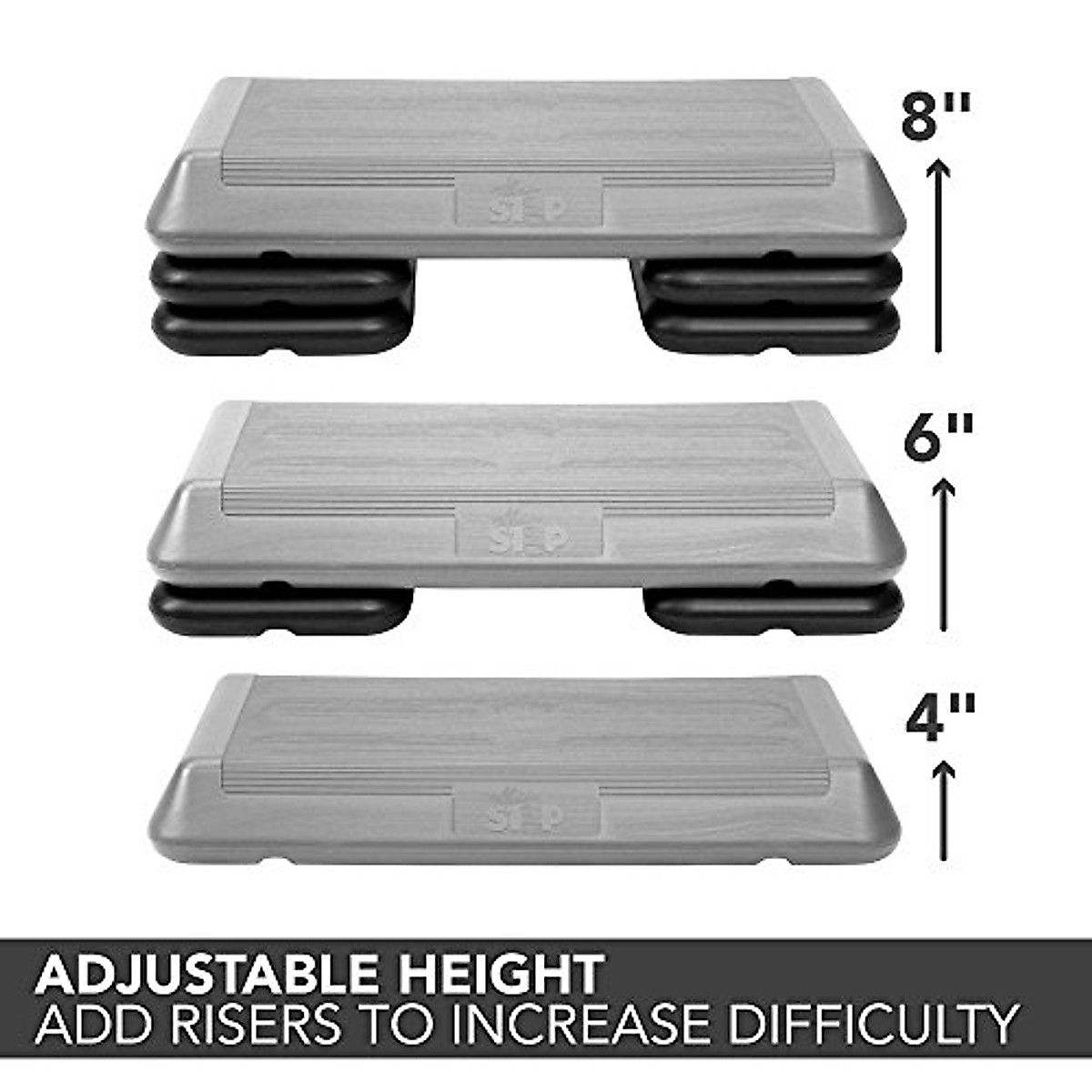 The Step (Made in USA) Original Aerobic Platform – Circuit Size Grey Aerobic Platform and Original Black Risers