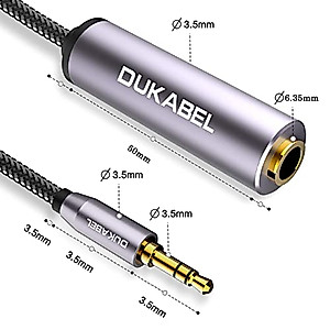 DUKABEL 1/4 to 3.5mm Adapter, 1/4 Inch Female to 3.5mm Male Headphone Adapter, TopSeries 6.35mm to 3.5mm Mini Stereo Adapter for Headphone, Guiter, Amp etc. - 30CM/12 inch