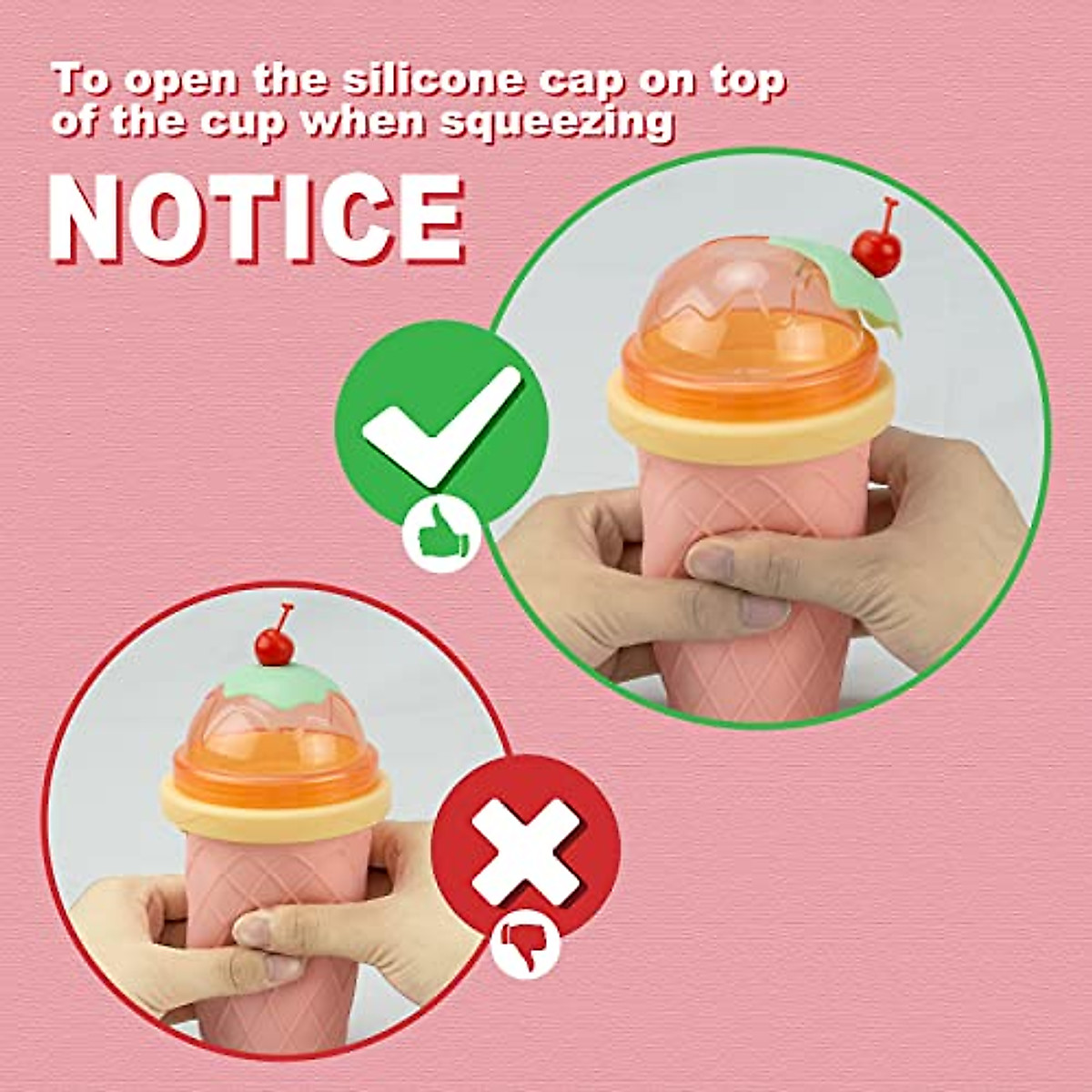 2022 Latest Slushie Maker Cup, Milkshake Maker Slushy Machine with Cherry, Magic Quick Frozen Smoothies Cup, Ice Cream Maker for Kids and Home, DIY Slushy Cup