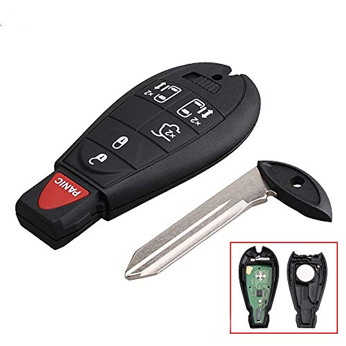 6 Button Key Fob Compatible for 2008-2015 Chrysler Town and Country,2008-2014 Dodge Grand Caravan Keyless Entry Remote Replacement for M3N5WY783X IYZ-C01C