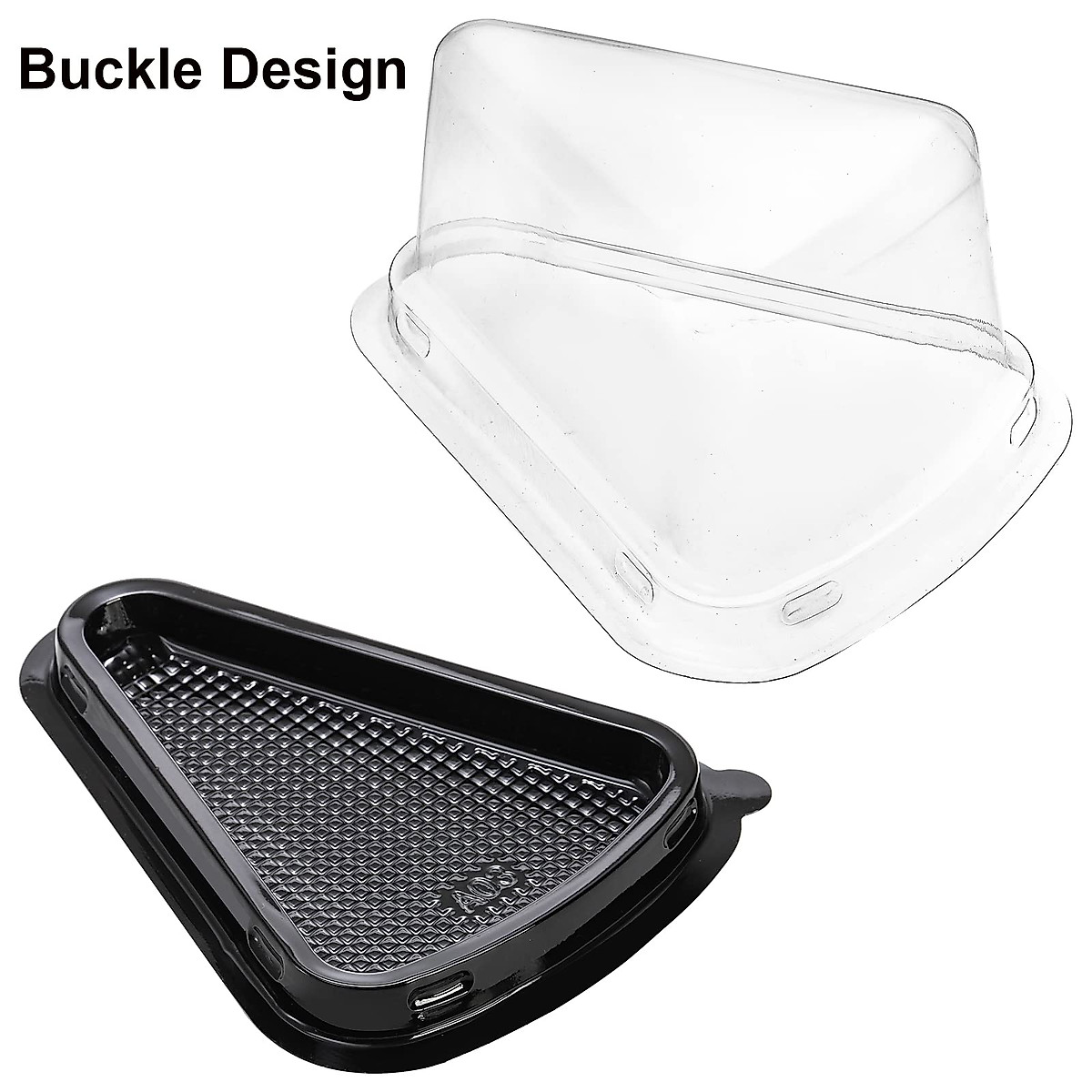 ZENFUN 100 Pack Cake Slice Containers with Stickers, Plastic Clear Cake Slice Boxes Individual Cheesecake Pie Containers for Cake, Tiramisu, Mousse, Dessert, Triangle