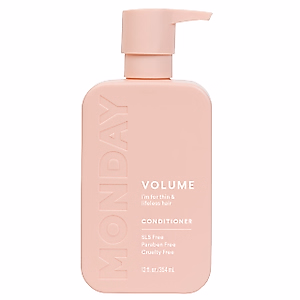 MONDAY HAIRCARE Volume Conditioner 12oz for Thin, Fine, and Oily Hair, Made from Coconut Oil, Ginger Extract, & Vitamin E, 100% Recyclable Bottles (354ml), PINK (10436)
