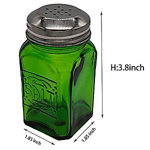 Kerixi Old-Fashioned Retro Salt and Pepper Shakers Green Glass