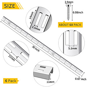 6 Pcs Double Track Shelving System 36 inch Shelf Track Upright Closet Shelves Rail Adjustable Wall Shelves Support for Kitchen Laundry Closet Organization Storage