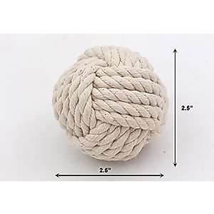 RII 6pcs 2.5" Nautical Decorative Rope Ball, Cotton Rope, Nautical Bowl Filler, Rope décor, Vase & Tray Bowl Filler, Home Tabletop Décor, Wedding and Party Display Props, Housewarming Gift