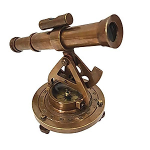 Antique Brass Nautical Alidade Telescope Compass Surveying Theodolite Marine Home/Office Table Decor Antique Survey Transit Telescope Instrument Compass
