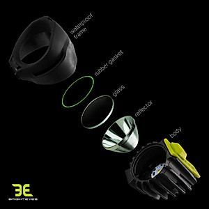 BRIGHT EYES 1800 Lumen Bicycle Light Set - The Stamina - Super Bright Headlight w/Quad Cree Technology and Light Weight Military Grade Nylon Shell - Free USB Rechargeable Taillight