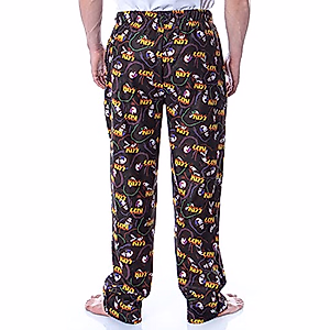 KISS Men's Allover Band Member Print Adult Loungewear Sleep Pajama Pants (Large) Black