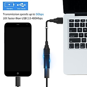 Duttek USB C to USB 3.0 Adapter, USB to USB C Adapter, USB 3.0 Female to USB C Female Adapter Connector Compatible with Google Pixel, Huawei etc 2 Pack (Black)