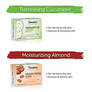 Himalaya Cleansing Bar Soaps Variety Pack, Neem & Turmeric, Almond, Cream & Honey and Cucumber, 4.41 oz, 12 Pack