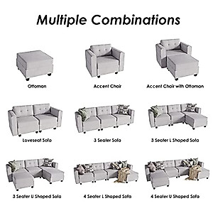 Soohow SF002-3SEAT-U Sofas, 3-Seat U-Shaped, Grey
