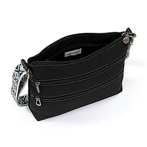 Sakroots Artist Circle Basic Crossbody in Eco Twill, Adjustable Crossbody Strap, Black