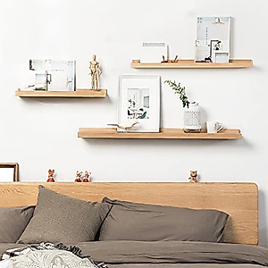 INMAN Floating Shelf for Wall Natural Walnut Wood Wall Shelves Picture Ledge Display Shelf Hanging Wall Bookshelf for Living Room Bedroom Kitchen Office Home Décor (Natural, 24inches)