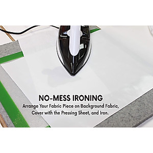 Precision Fusing Mat (17" x 24") Includes Non-Slip/Nonstick mat with See-Through Design for Appliqué Creation, and Bonus Teflon Coated Pressing Sheet!