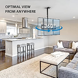 Pipishell Ceiling TV Mount for Most 26-55 Inch LCD LED OLED QLED 4K TVs, Hanging TV Monitor Ceiling Mount Bracket Height Adjustable Tilt Swivel Holds up to 60lbs Max VESA 400X400mm