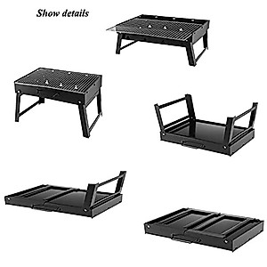 HUANMING Barbecue Outdoor Folding Campfire Grill, Camping Fire Pit, Stainless Steel Small Barbecue Stove Charcoal BBQ Grill Patio Camping Picnic Burner Portable barbecues (Color : Black)