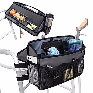 Walker Basket for Folding Walker, Walker Tray for Walker Bag for Walker, Grabber Strap f/Walker Bags for Walkers, Basket for Walker Bags for Folding Walker with Wheels, Walker Accessories for Walker