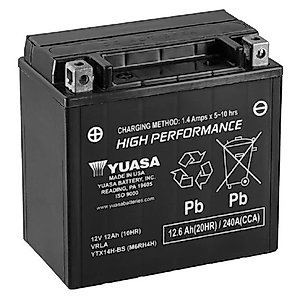 Yuasa YUAM6RH4H YTX14H-BS Maintenance Free H Series AGM Battery with Acid pack