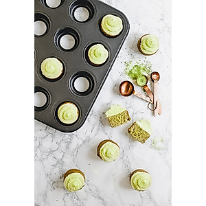 MasterClass KCMCHB96 12 Hole Mini Sandwich Tin with Loose Bases and PFOA Non Stick in Gift Box, Robust 1 mm Carbon Steel, 27 x 36 cm, Grey