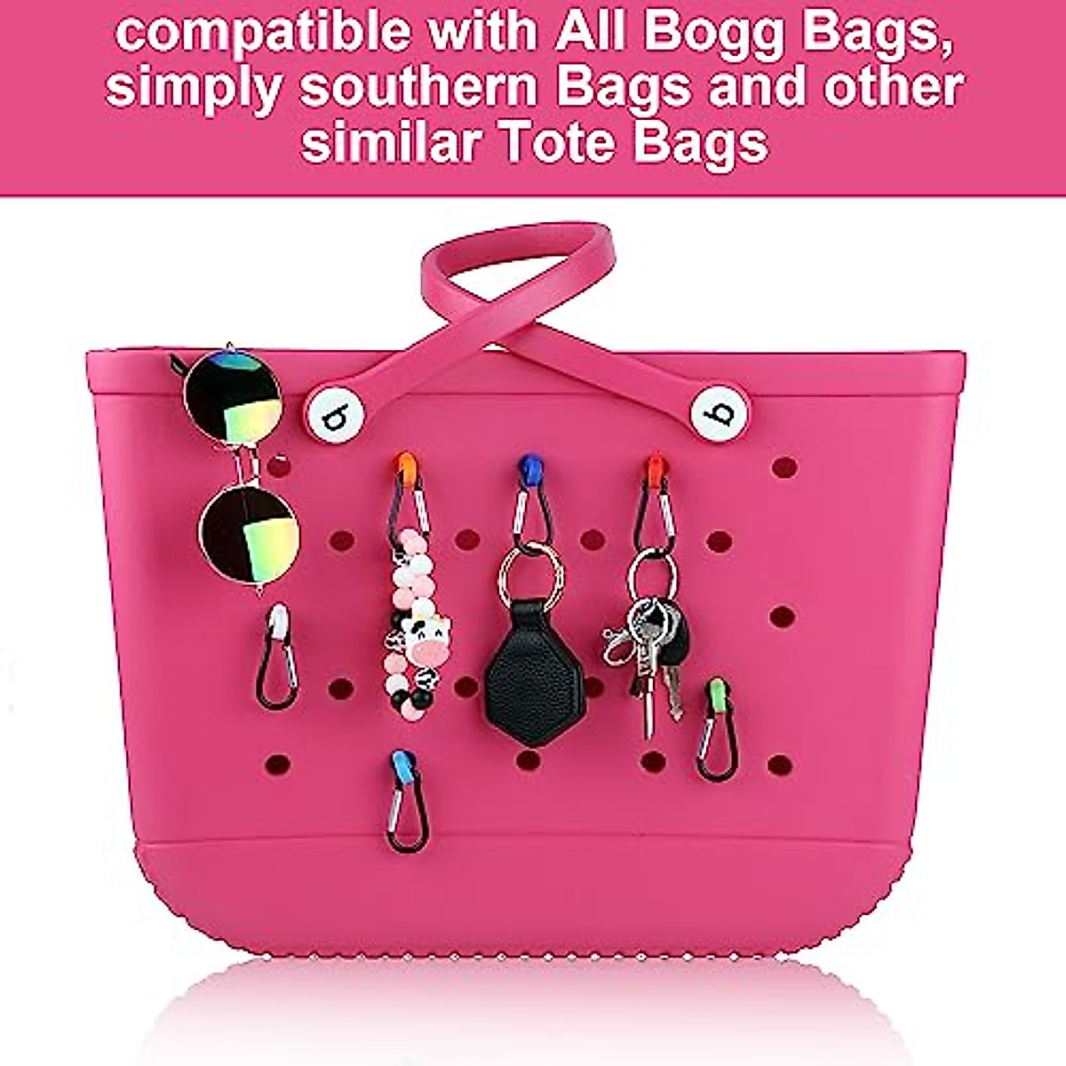 6pcs Key Holder for Bogg Bag, Carabiner Key Holder Carabiners Clips Charm Accessories for Bogg Bag to Hang Items (6 Colors)