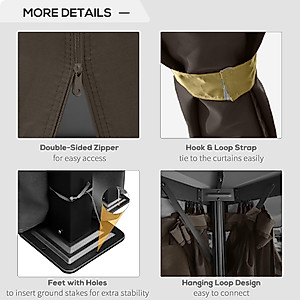 Outsunny 10' x 10' Patio Gazebo, Aluminum Frame Double Roof Outdoor Gazebo Canopy Shelter with Netting & Curtains, for Garden, Lawn, Backyard and Deck, Coffee