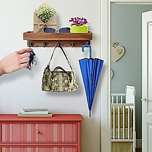 Maloun Mail and Key Holder for Wall Decorative, Wooden Wall Key Rack Organizer with 5pcs Key Hooks, Wall Mount Key Hanger for Rustic Home Decorative, The Key Mail Organizer