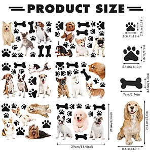 Pajean 83 Pieces Dogs Bones and Paws Wall Decals Realistic Pet Stickers Cute Dog Bone Paw Print Puppy Vinyl Decor Sticker for Kids Boy Girl Baby Teen Bedroom Home DIY