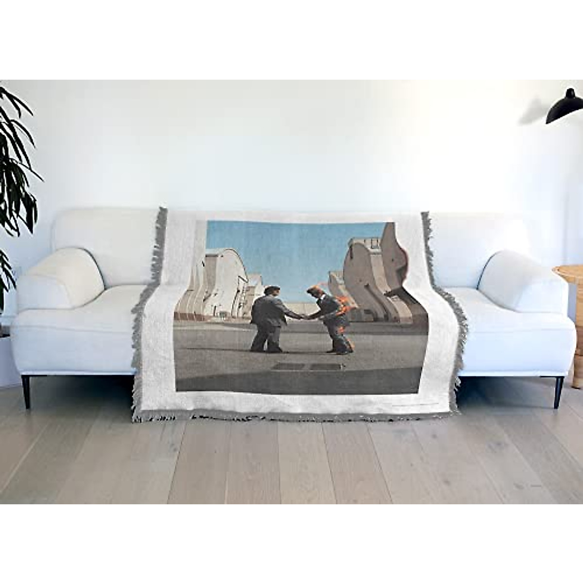 LOGOVISION Pink Floyd Blanket, 50"x60" Wish You were Here Woven Tapestry Cotton Blend Fringed Throw