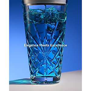 Fioance Glass Cocktail Shaker, 18.5oz Cutting Desgin Glass Shaker - Exquisite Martini Shaker for Elevated Mixology. Perfect for Crafting Artisan Cocktails, Martinis