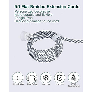 Power Strip with USB, Addtam ETL Certificate Flat Plug Extension Cord with 3 USB Ports, 3 Widely Spaced Outlets, 5 Feet Braided Cord, Desktop Small Travel Power Strip for Cruise Ship, Home, Office