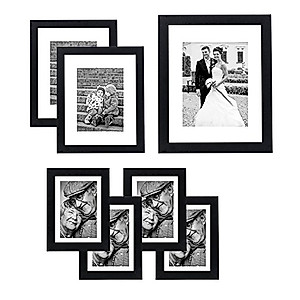 Americanflat 10-Piece Black Picture Frame Set | Includes Sizes 8x10, 5x7, and 4x6. & 7 Pack Gallery Wall Set | Displays One 11x14, Two 8x10, and Four 5x7 inch photos