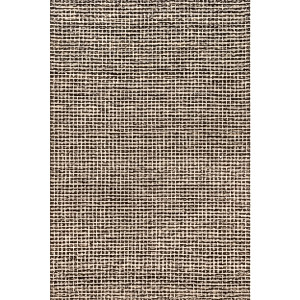 Rugs USA x Arvin Olano Melrose Checked Wool Area Rug - 5x8 Area Rug Farmhouse Brown/Ivory for Living Room Bedroom Dining Room Kitchen