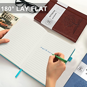 Daofary A5 Journal Notebook, Leather Ruled Notebooks 160 Pages Diary 100gsm Thick Paper Writing Hardcover Notebook with Pocket for Work Men Woman 8.4 x 5.7 in
